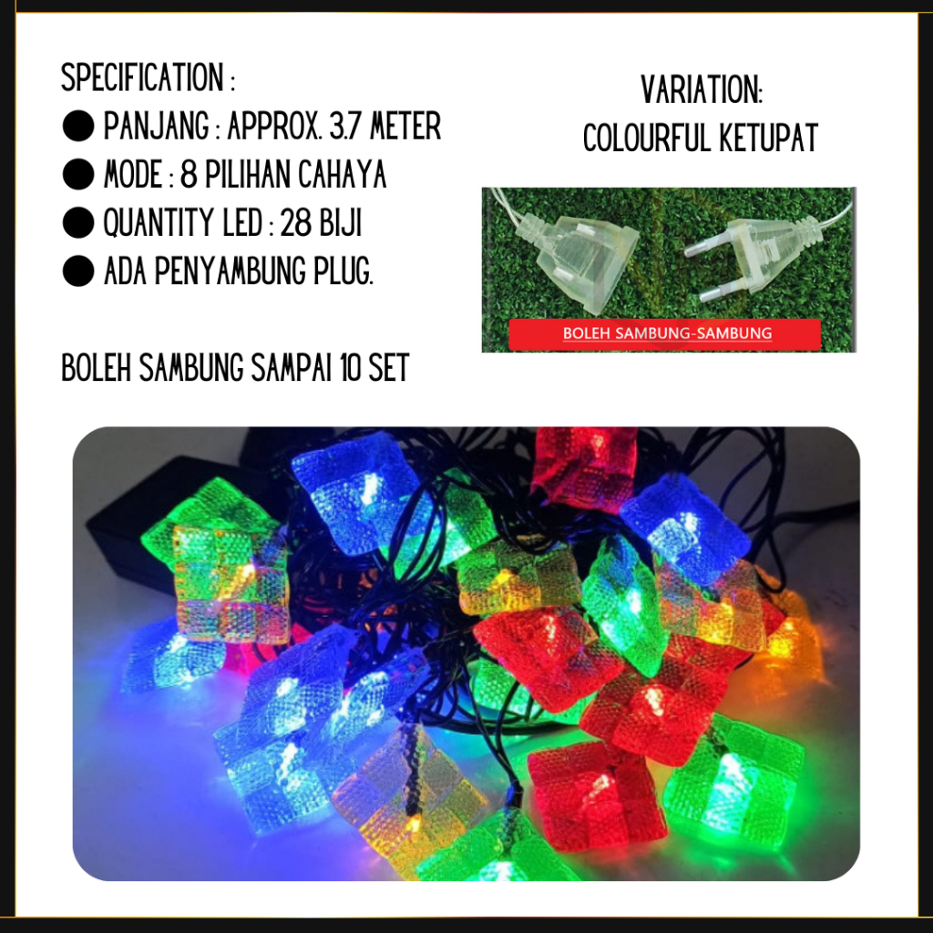 Lampu Raya Ketupat Raya Led Kelip Crystal String Light Lip Lap ...