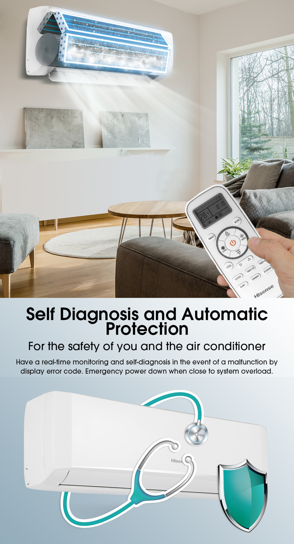 Hisense Air Conditioner (1.0-1.5HP) Non-Inverter Purification Healthy ...