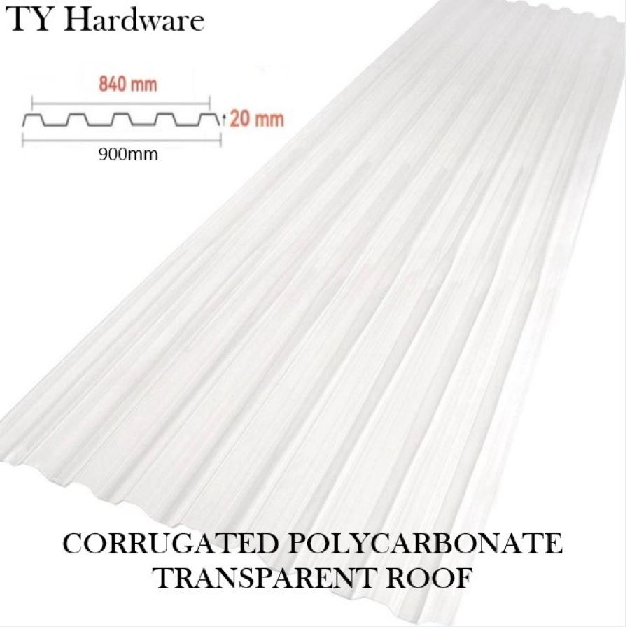2ft 6ft 1mm PC FRP ATAP CERAH LUTSINAR Roofing TRANSPARENT ROOF ...