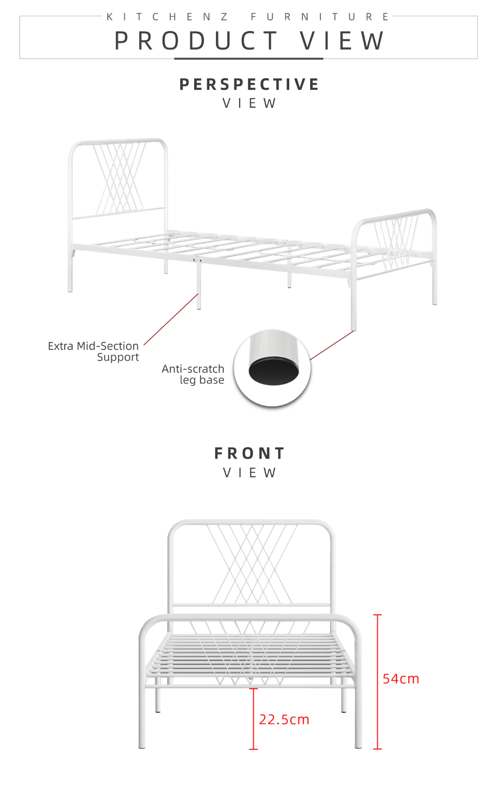 KitchenZ 3V Single Bed Frame Katil Besi Katil Kayu Katil Murah Powder ...