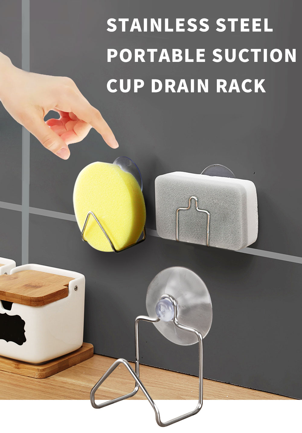 Sponge Holder Kitchen Sink, Stainless Steel Sponge Rack Firm Sucker ...