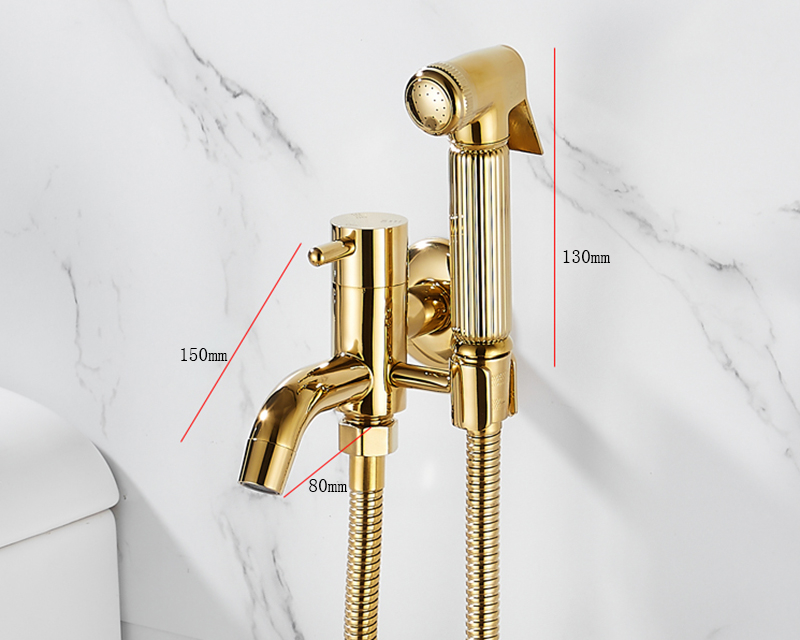 Gold Color Brass Bathroom Handheld Toilet Bidet Sprayer Set With Faucet ...