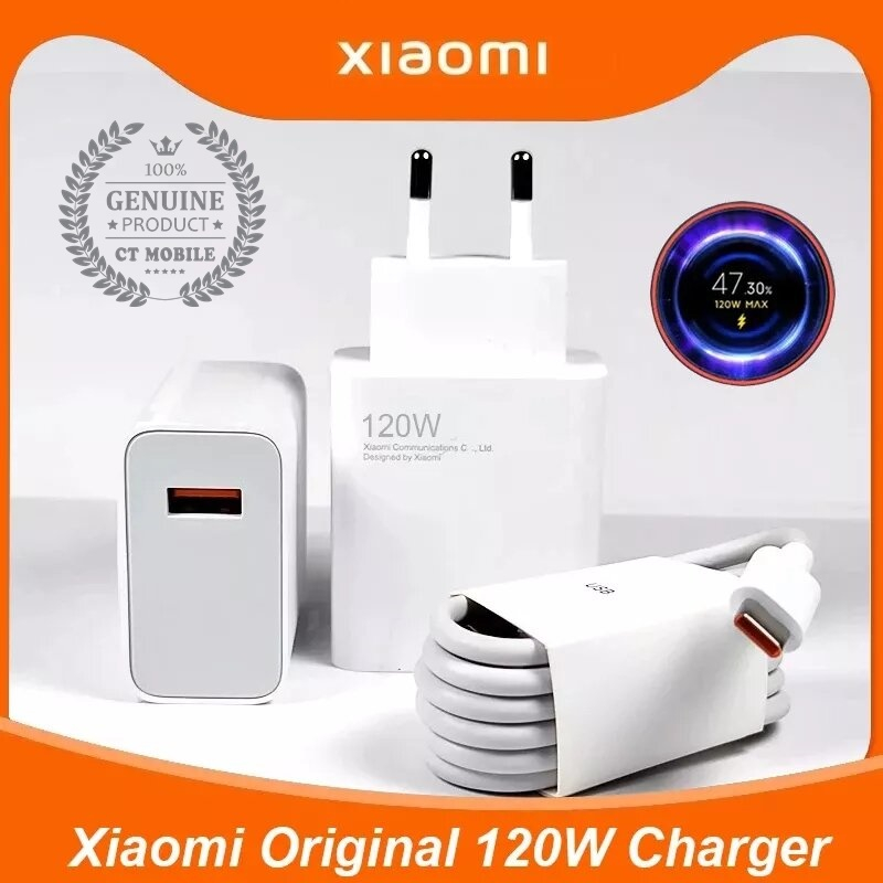 100% Original 120W Fast Charger Turbo Charge Adapter USB Type C 6A ...