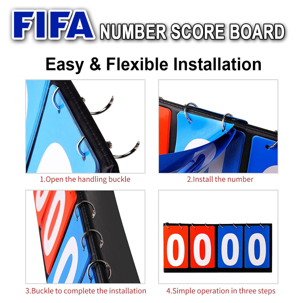 FIFA Premium Sports 4 6 Digit Number Flipping Scoreboard Sport Soccer ...