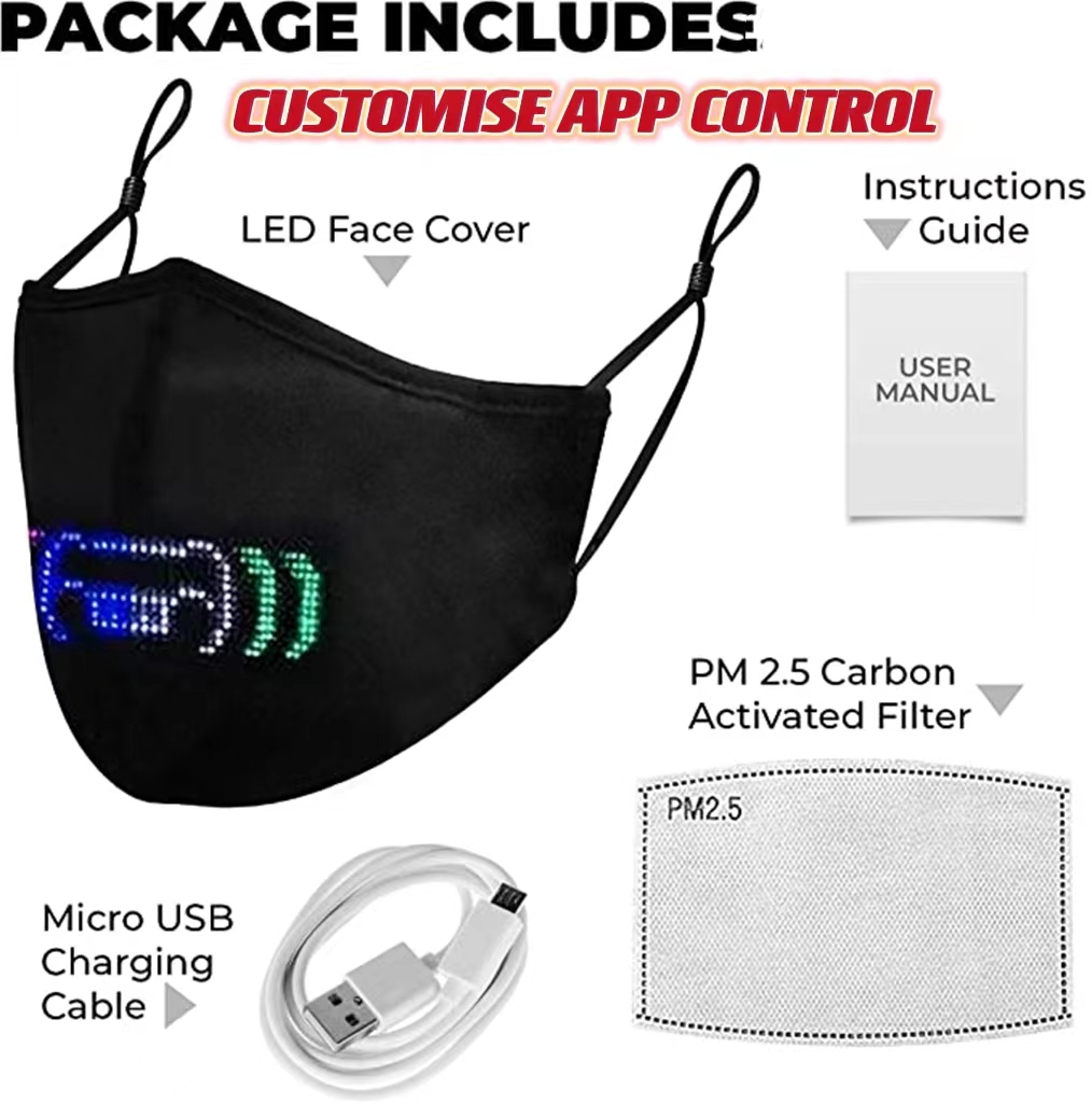 LED Masks Gesture Control LED Mask - Interactive Light-Up Party Mask ...