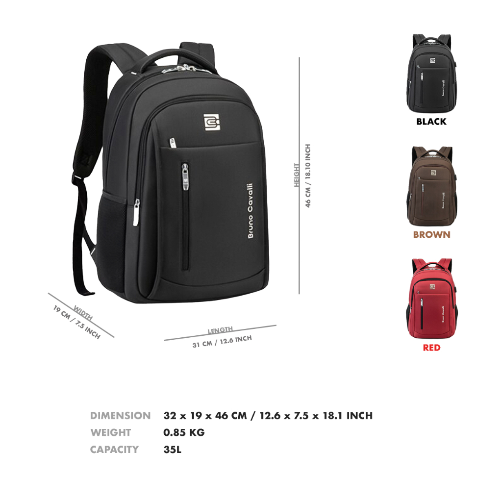 BRUNO CAVALLI Multifunctional Computer Laptop Backpack with Vertical ...