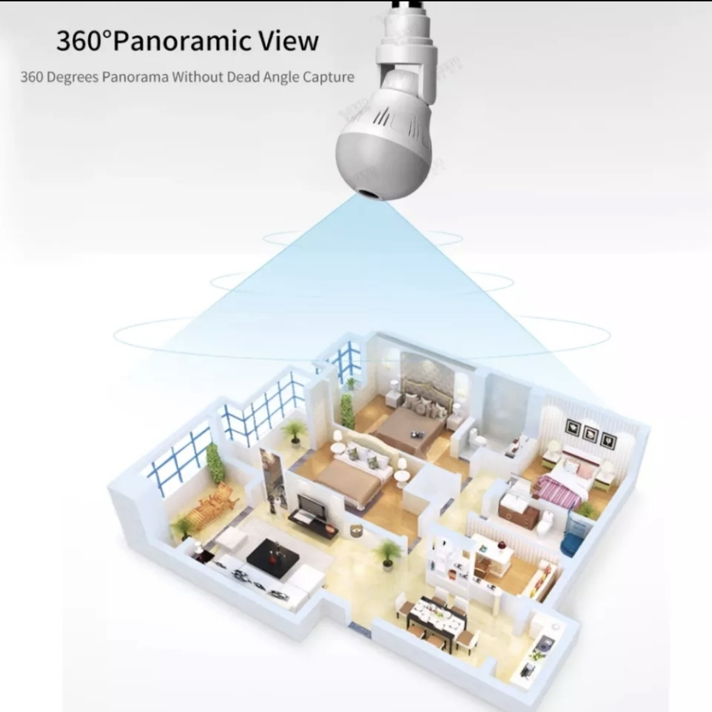 V380 Pro 5MP 1920p Adjustable 360 Degree Fisheye Panoramic View E27 ...