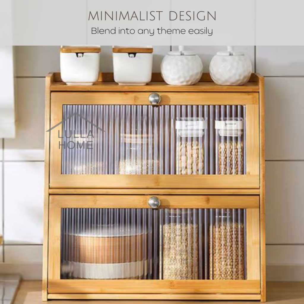 LullaHome Minimalist Muji Nordic Bamboo Cabinet Kitchen Pantry ...