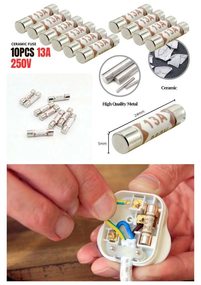 [10 PCS] 13A Top Fuse Ceramic Fuse Durable Domestic Fuses Plug Top ...