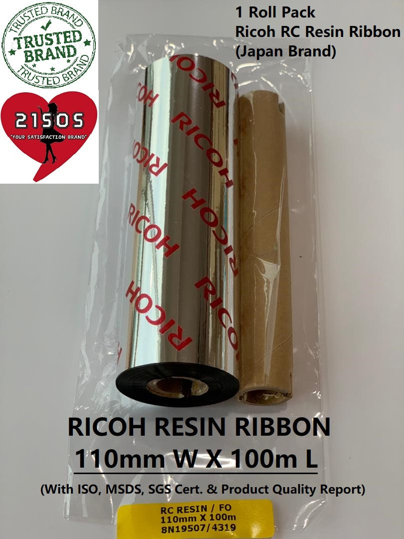 [1 roll] Ricoh Resin Ribbon 110mm x 100m Premium Thermal Transfer ...