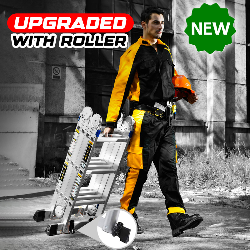 12/16/20/24 Step Aluminium Multipurpose Ladder With Roller Tangga Lipat ...