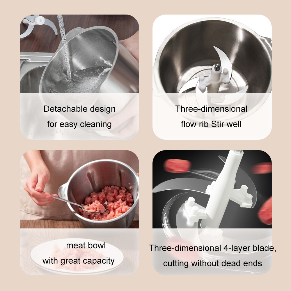 Swiss Thomas Chopper Food Processor 2L 3L Blender Mini Pounder Food Chopper Grinders Machine ...