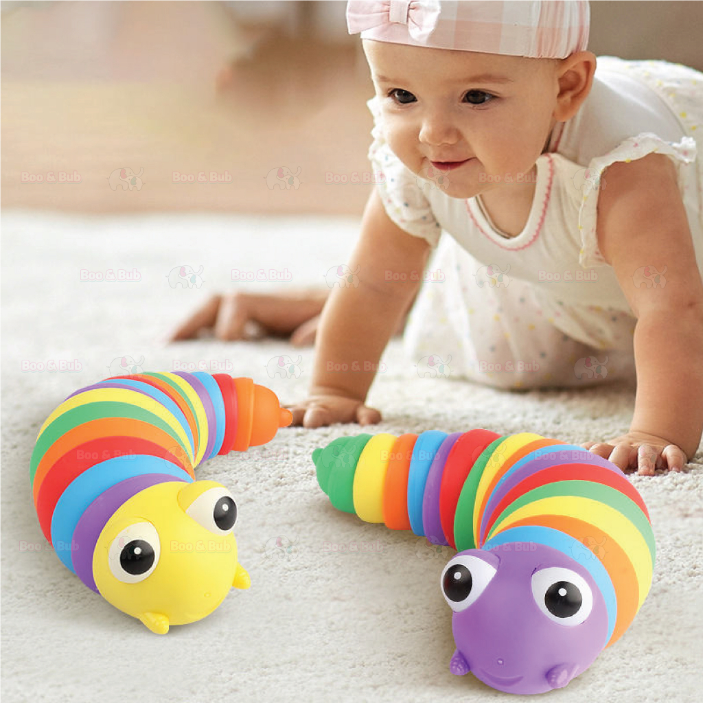 🐘Boo&Bub🐘 Sensory Baby Toys Rainbow Twisting Caterpillar Worm | Stress ...