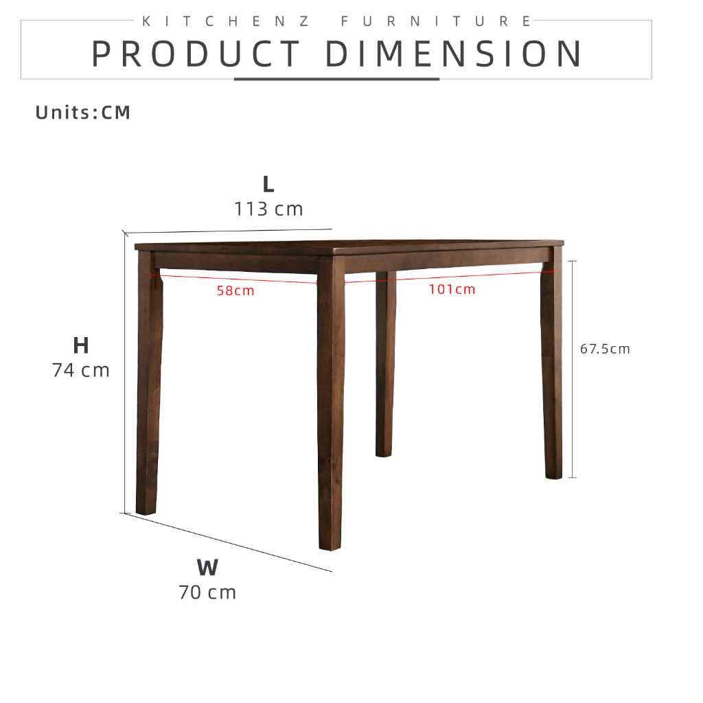 [FREE Shipping] KitchenZ Metro 1 + 4 Solid Wood Table Dining Set Walnut ...