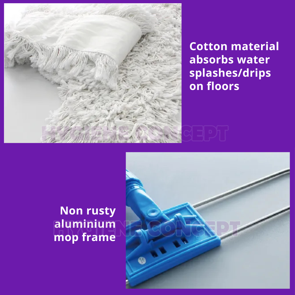 Dust Mop Complete 60cm 80cm / Cotton Dust Mop Set / Flat Mop / Cleaning Floor Mop / Mop Lantai ...
