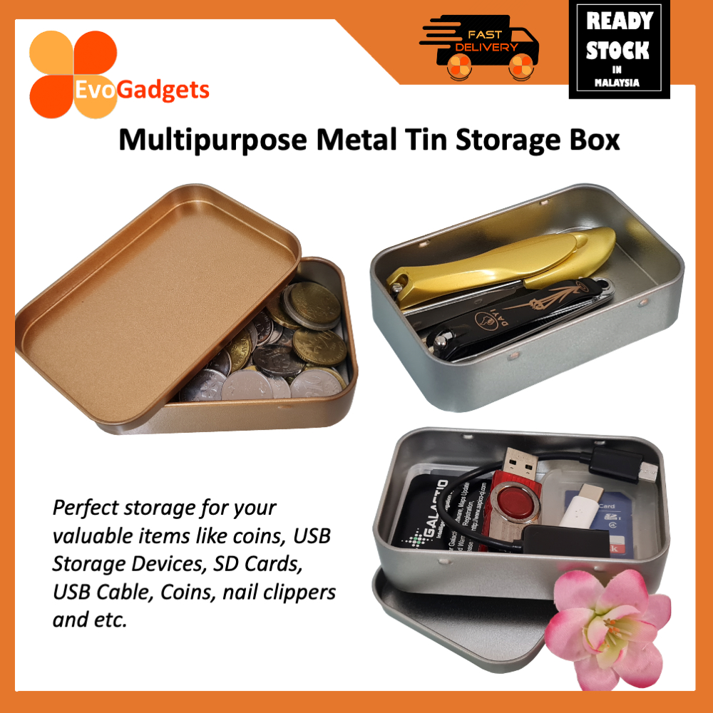 Metal Tin Storage Box / Rectangular Small Container / Multipurpose ...