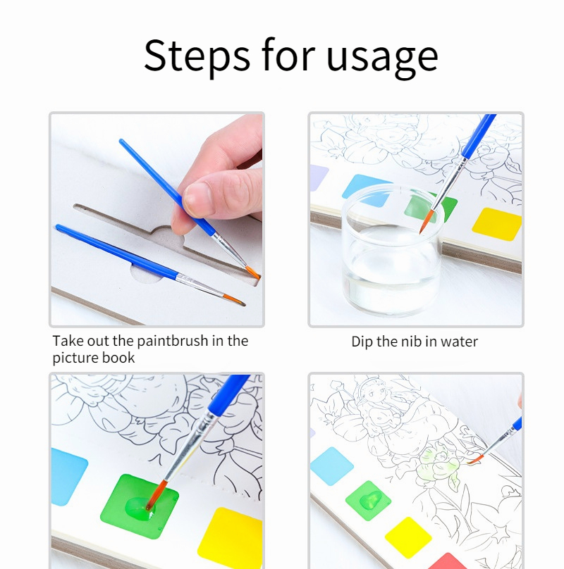 Pocket Children's Watercolor Coloring Book Comes with Paints and ...