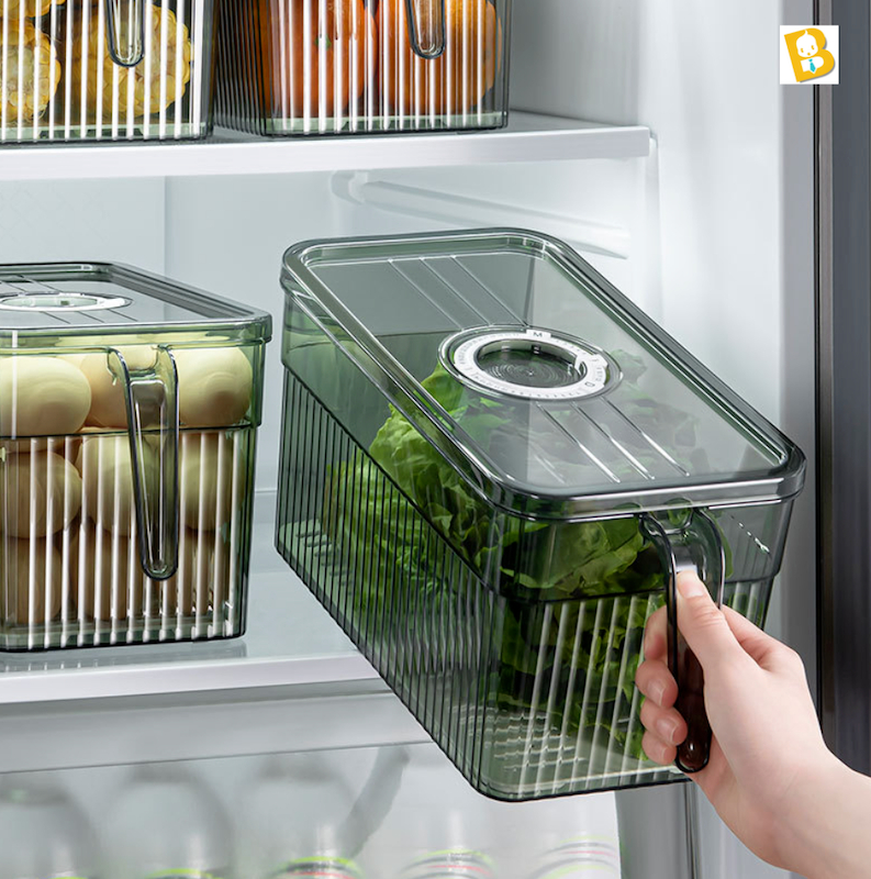 BabyBoss Fridge Organizer Bins Storage Clear with Handle & Lid ...
