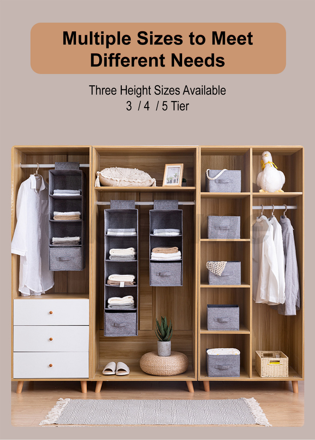 QB wardrobe shelves hanging drawer organizer storage box cloth clothes ...