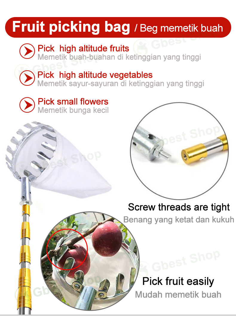 6/7 Meter Telescopic Fruit Picker High Pruning Branch Shear Saw Tree ...