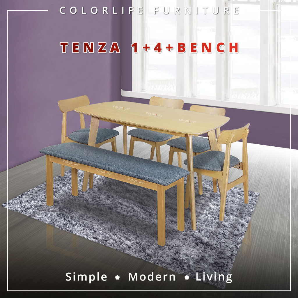 Color Life Tenza Dining Set (1+2+Bench /1+4 / 1+4+Bench / 1+6) / Set Meja Makan / Dining Chair ...