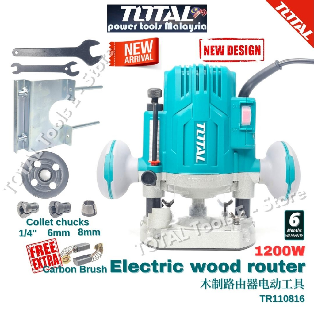 TOTAL Electric Wood Router 1200W Suitable with 6mm 8mm 1/4'' Router ...