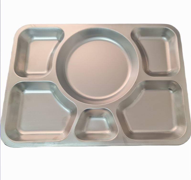 Divided Food Tray Plate Rectangle Stainless Steel Lunch Dinner 6 ...