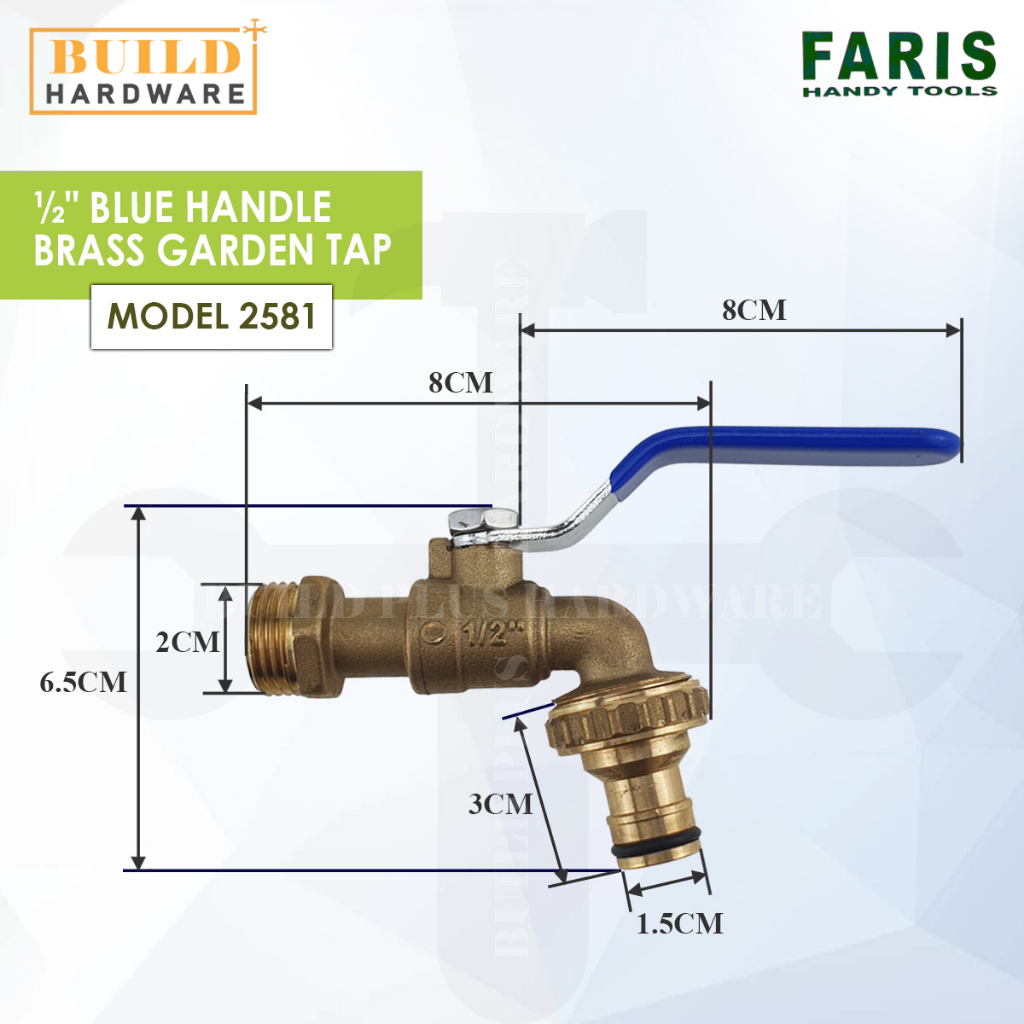 1/2" Brass Key Union Ball Bib Tap Lockable/Loose Key/Handle/2Way Garden ...
