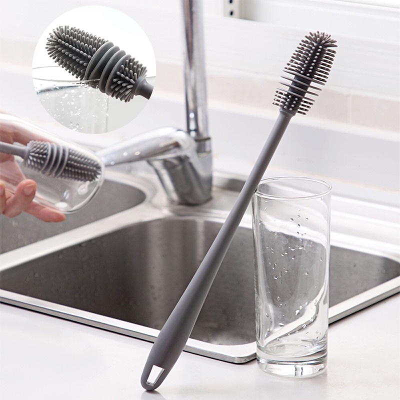 Multifunction 360 Silicone Cup Long Handle Brush Scrubber Clean Milk ...