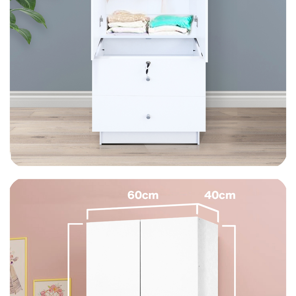 Almari Baju/2 Door Wardrobe my-com/wardrobe with 2 drawers/wardrobe ...