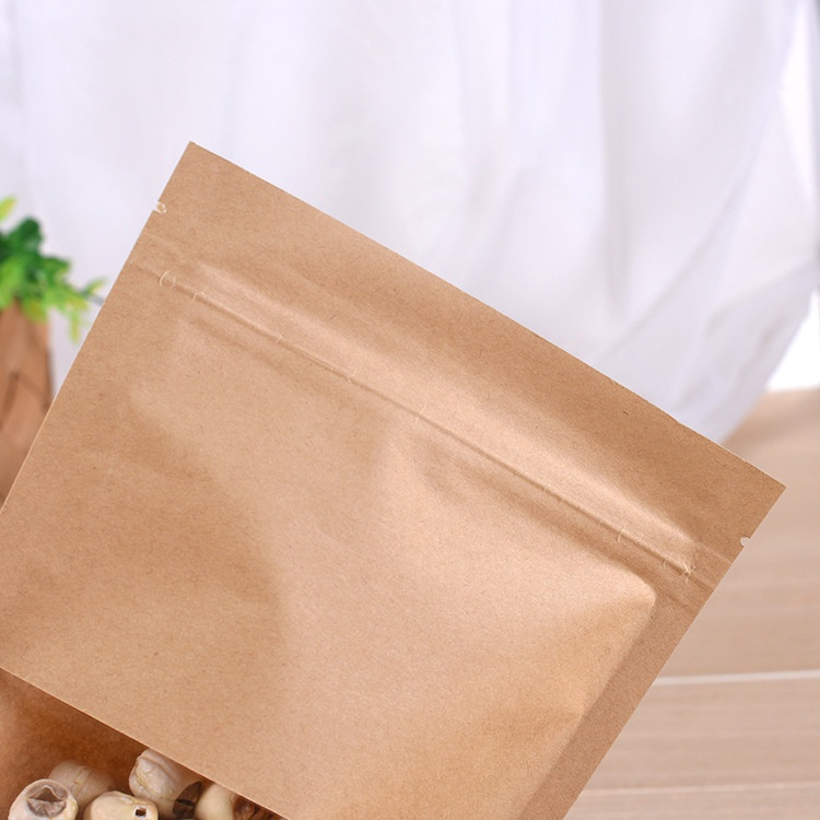 50PCS Kraft Paper Bags Zip Lock Stand-up Reusable Sealing Food Pouches ...