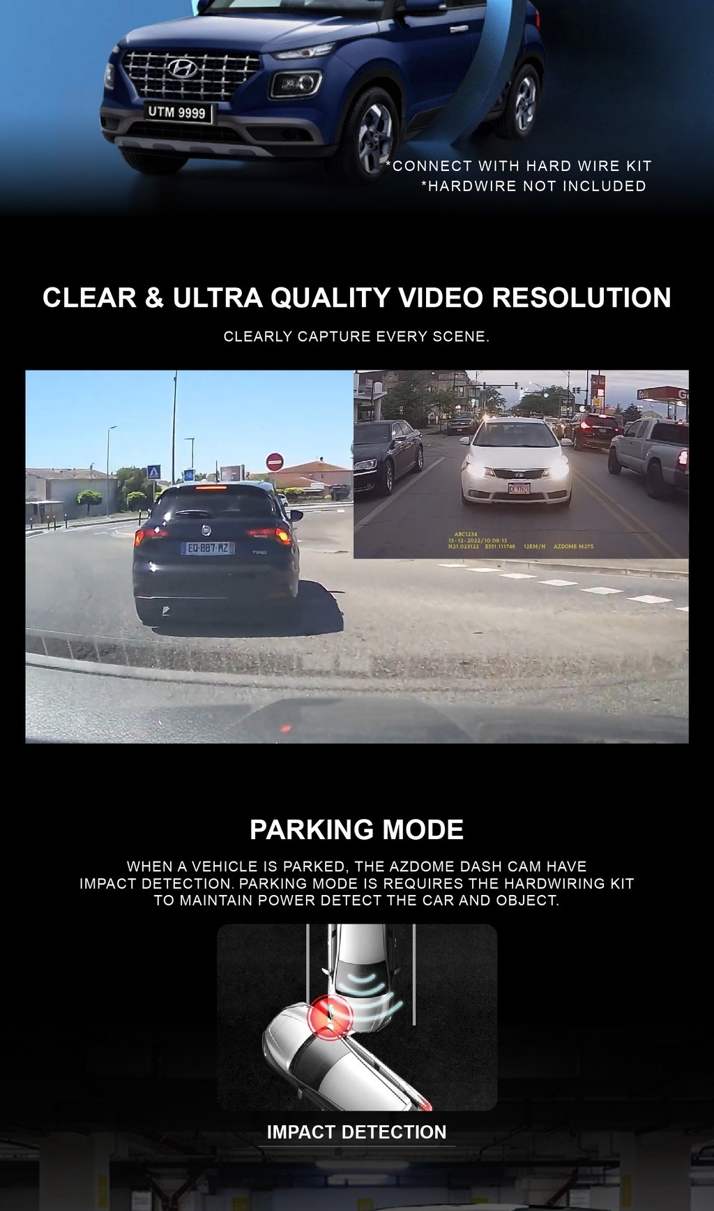 AZDOME M27S Full HD Dual Channel Front & Rear DashCam Night Vision ...