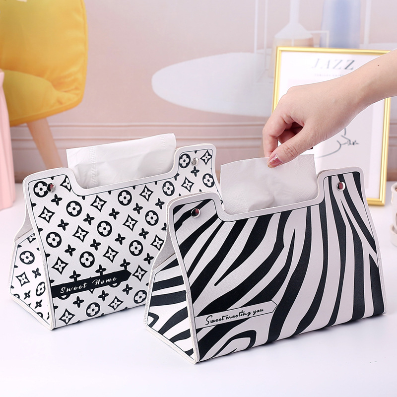 Nordic Tissue Box PU Leather Vintage Tissue Bag Portable Classy Classic ...