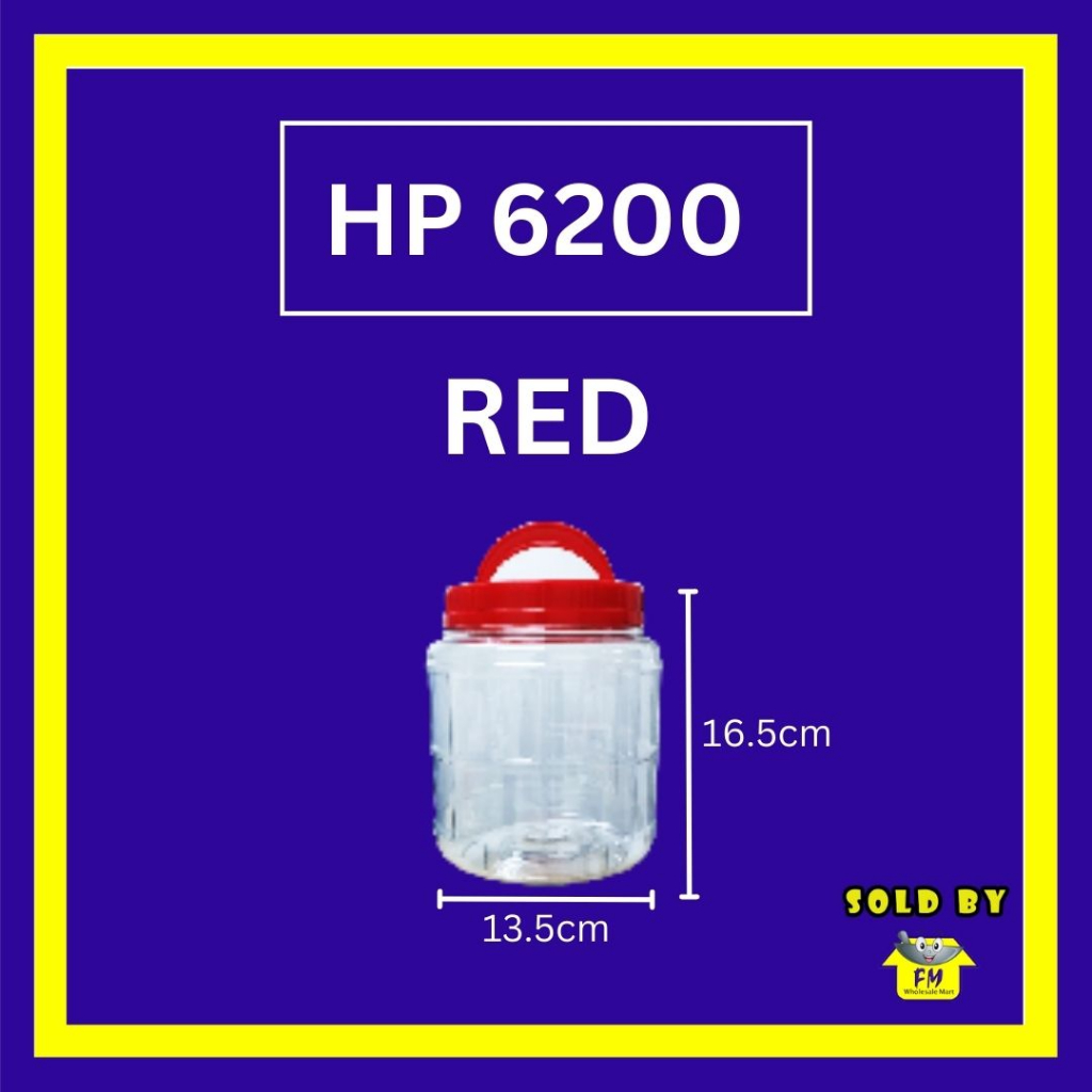 HP6200 Balang Kuih Raya Colour Cap With Handle Plastic Cookie Jar PET ...