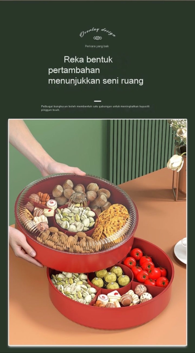 5 in 1 Snack Food Storage With 5 Compartments Set Bekas Kuih Raya ...