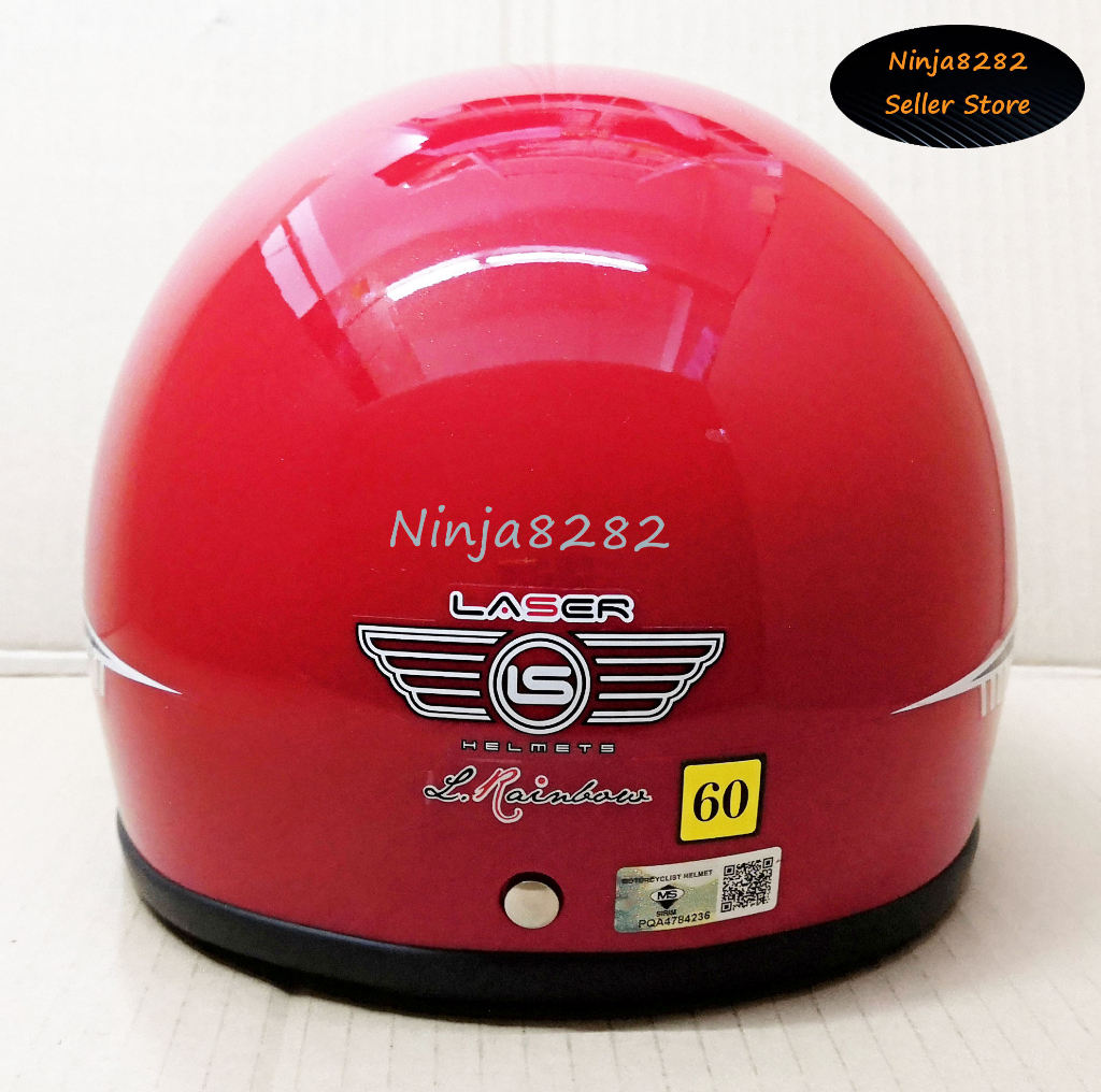 Laser Helmet Half Cut ( Red / Merah ) SGV LASER XDOT SWAN KHI VESPO MHR ...