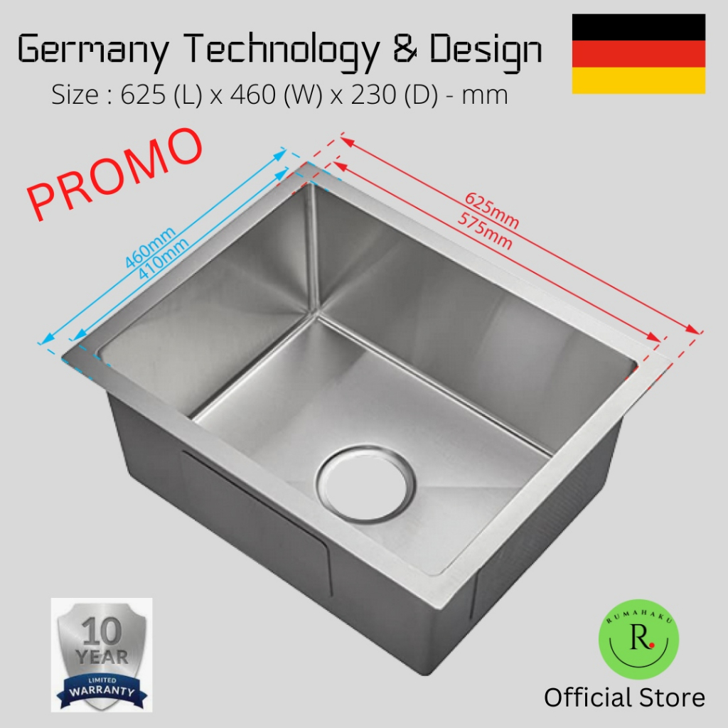 RumahAku 304 Handmade( Besar / Tebal ) Nano Black Kitchen Sink ...