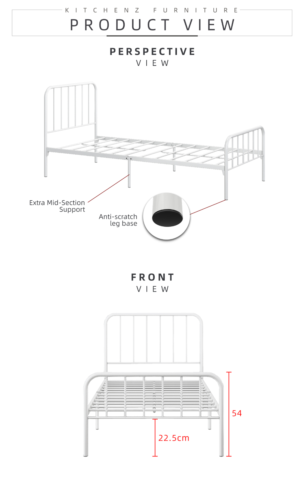 KitchenZ 3V Single Bed Frame Katil Besi Katil Kayu Katil Murah Powder ...