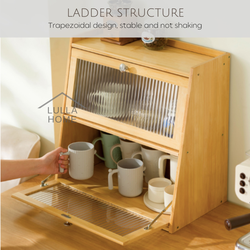 LullaHome Minimalist Muji Nordic Bamboo Cabinet Kitchen Pantry ...