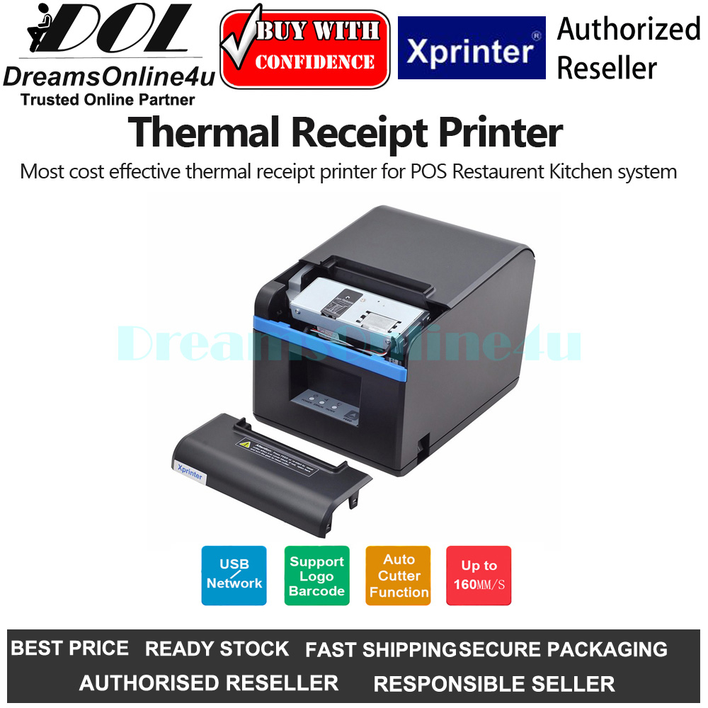 Xprinter XP-T80A High Speed 80mm USB LAN Thermal Receipt Printer Auto-cutter Kitchen Restaurant ...