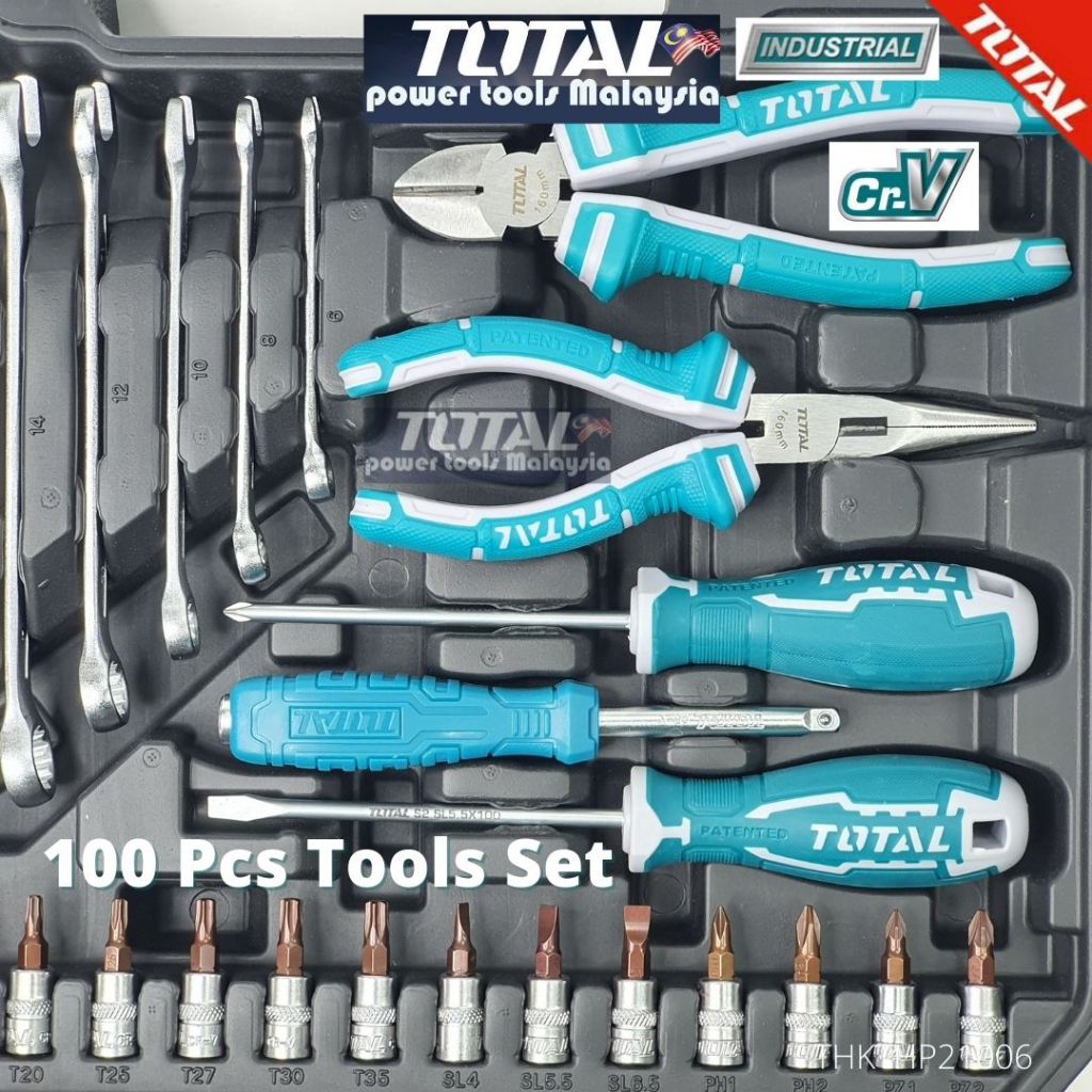 TOTAL 100 Pcs Mechanic Tools / Tools Automotive Tools Set 机械手工具 ...