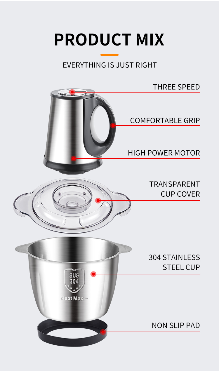 Swiss Thomas Chopper Food Processor 2L 3L Blender Mini Pounder Food ...