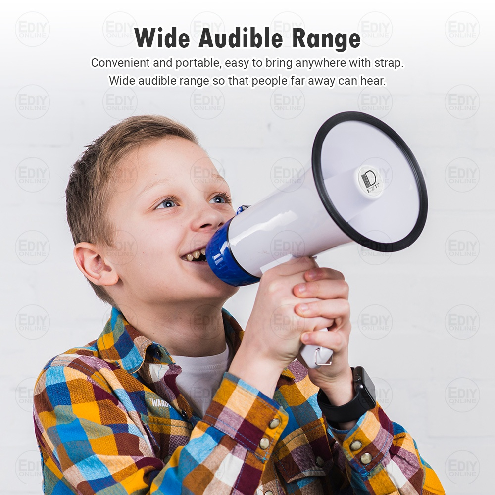 DENN MEGAPHONE DMG-204RB DC RECHARGEABLE LOUDSPEAKER USB SD SIREN VOICE ...