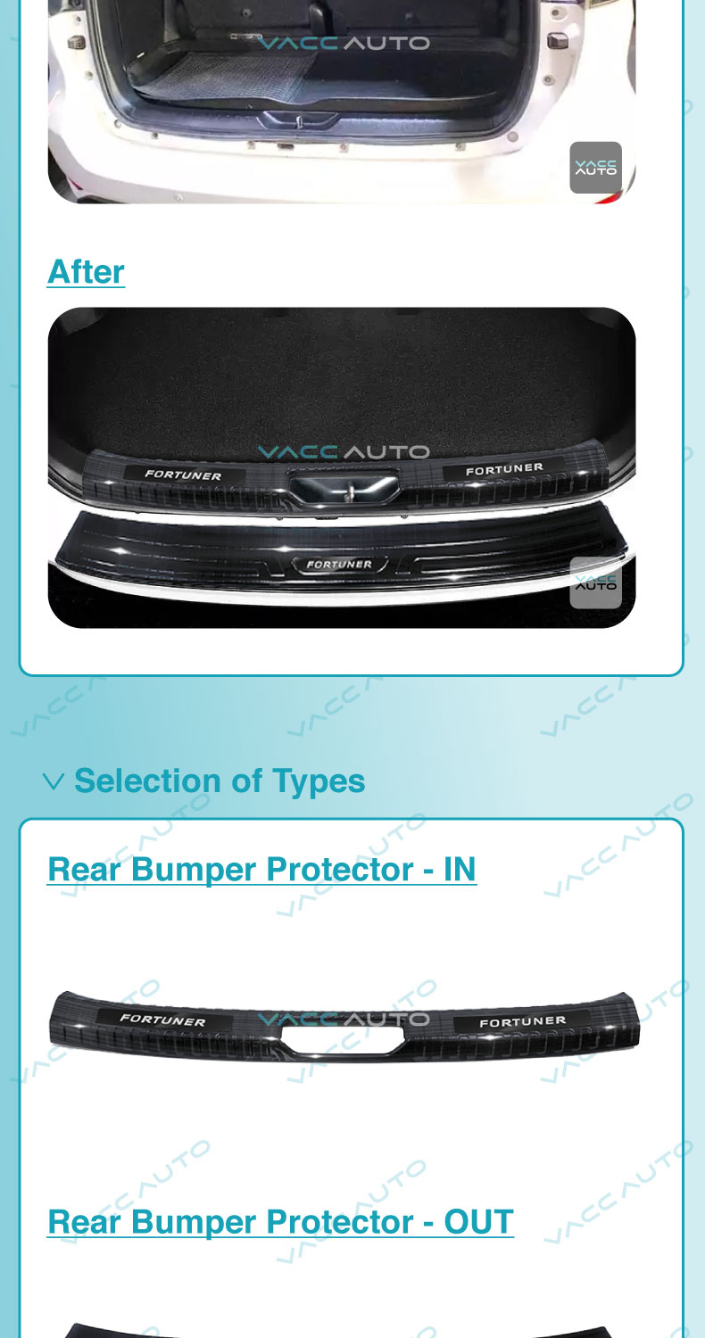 Toyota Fortuner Rear Bumper Protector Scuff Plate Trim Cover For ...