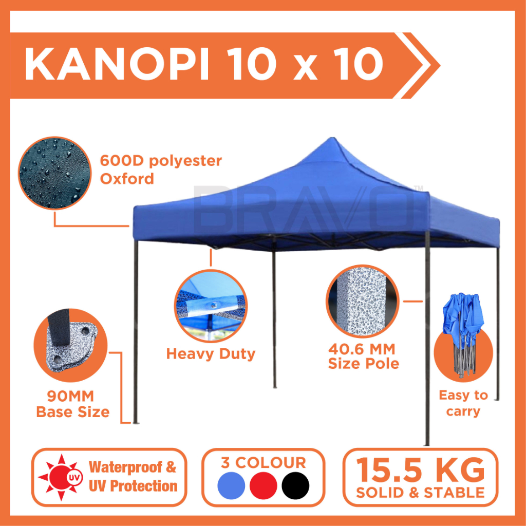 Bravo Canopy Kanopi 10x10 Canopy Canvas Khemah Niaga 10x10 Khemah Pasar ...