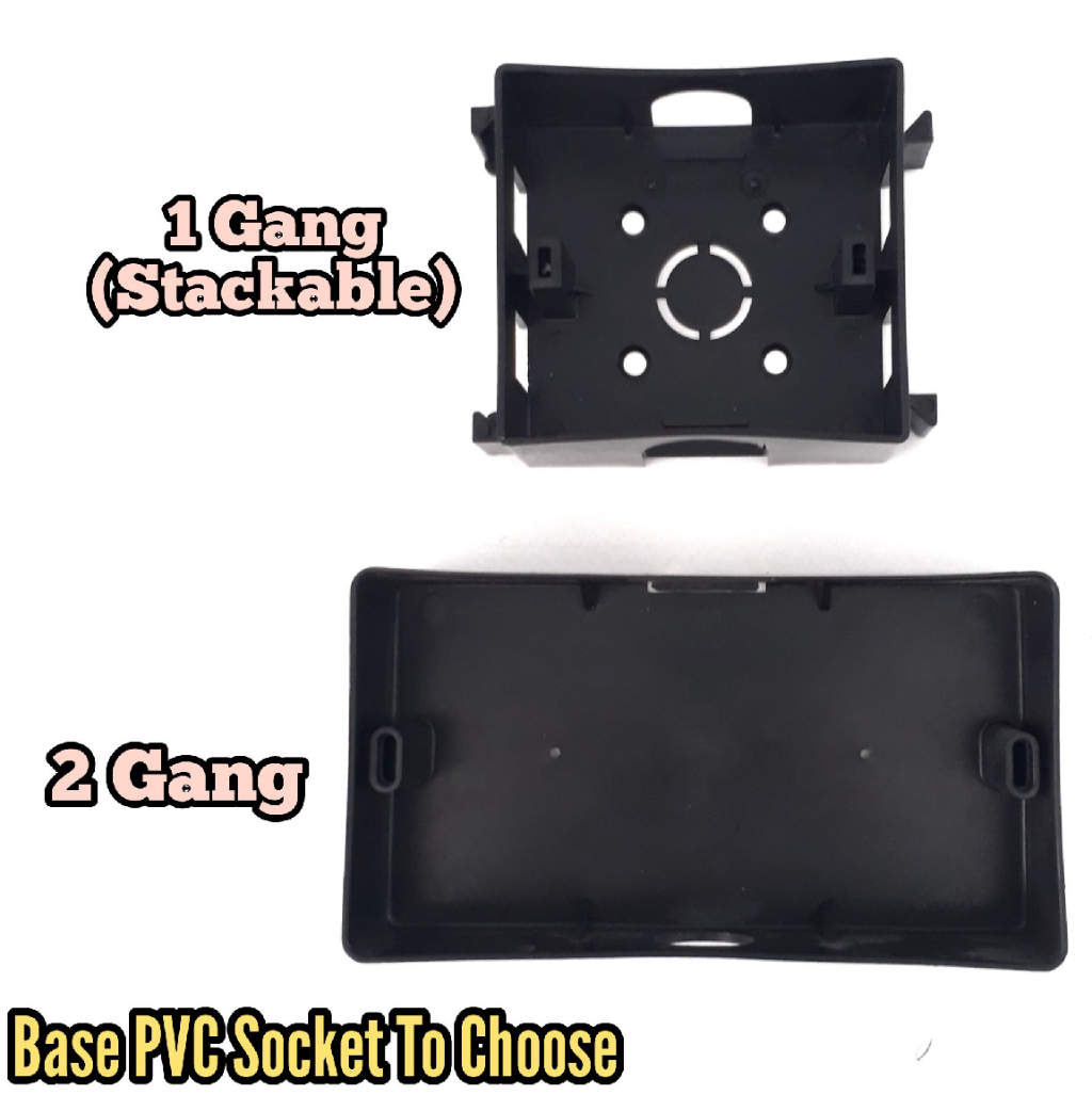 Pvc Electrical Conceal Box Black Box Base Joint Single Double Kotak ...