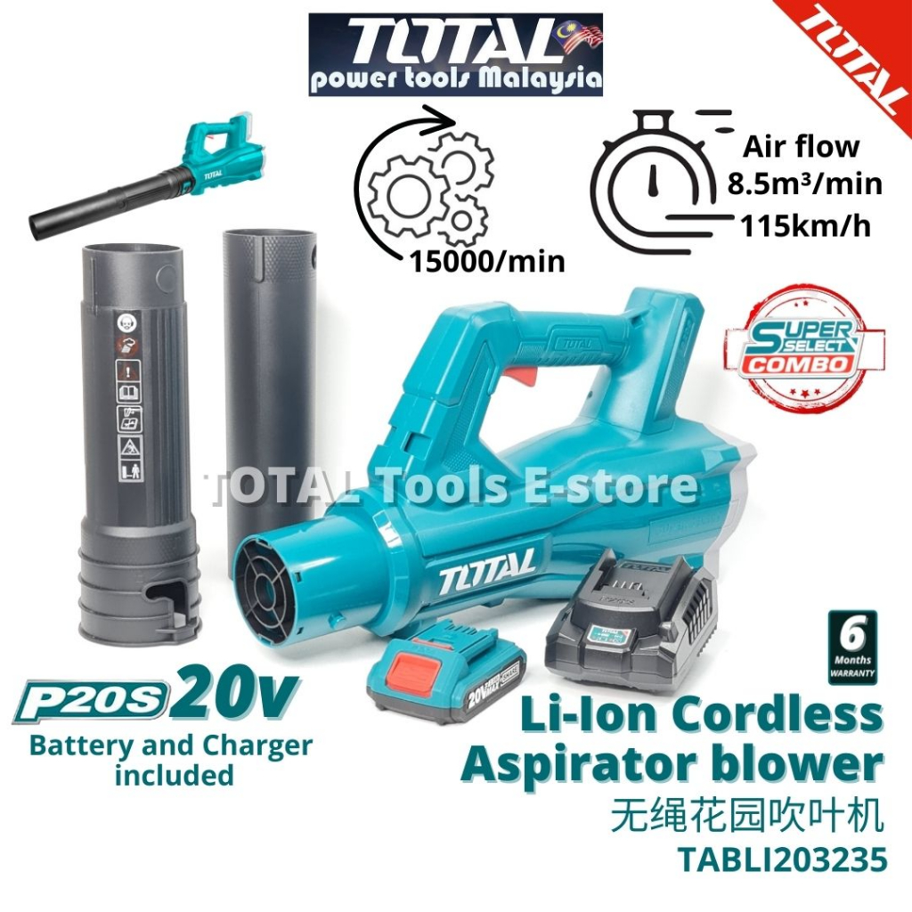 TOTAL P20s 20v Series Li-ion Cordless Aspirator blower, Dust blower ...