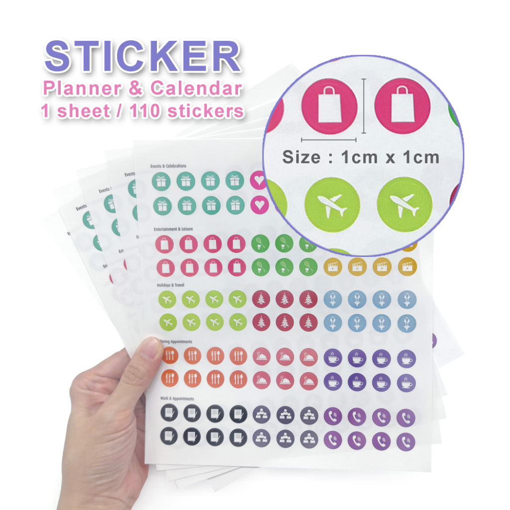 110Pcs Calendar Planner Stickers Scrapbooking School Stationery Diary ...