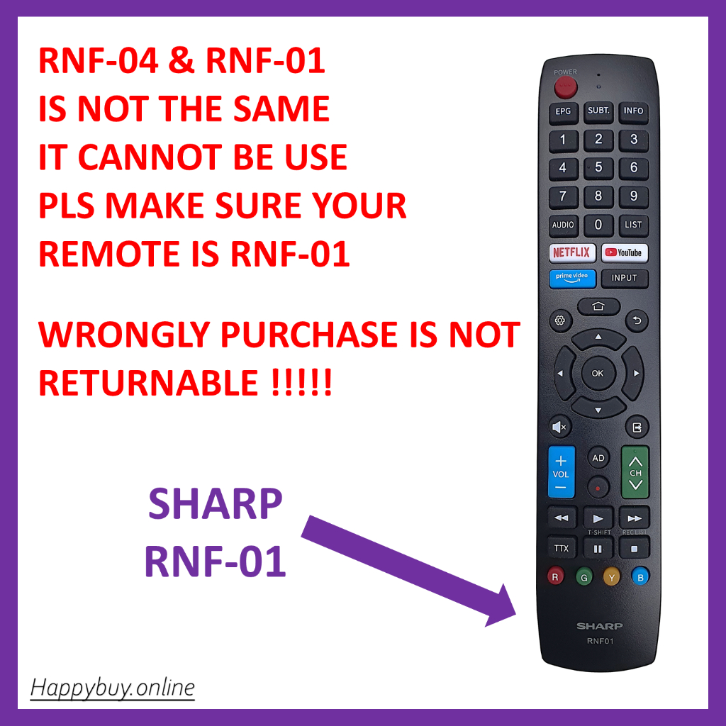 Sharp Aquos Android Smart TV Remote Control RNF-01 SHARP Original Android Smart TV Remote ...