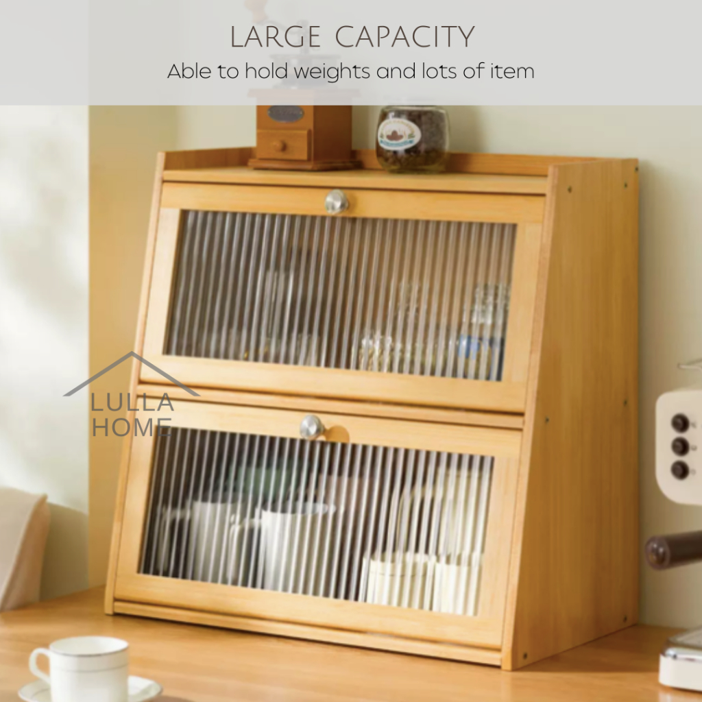 LullaHome Minimalist Muji Nordic Bamboo Cabinet Kitchen Pantry ...